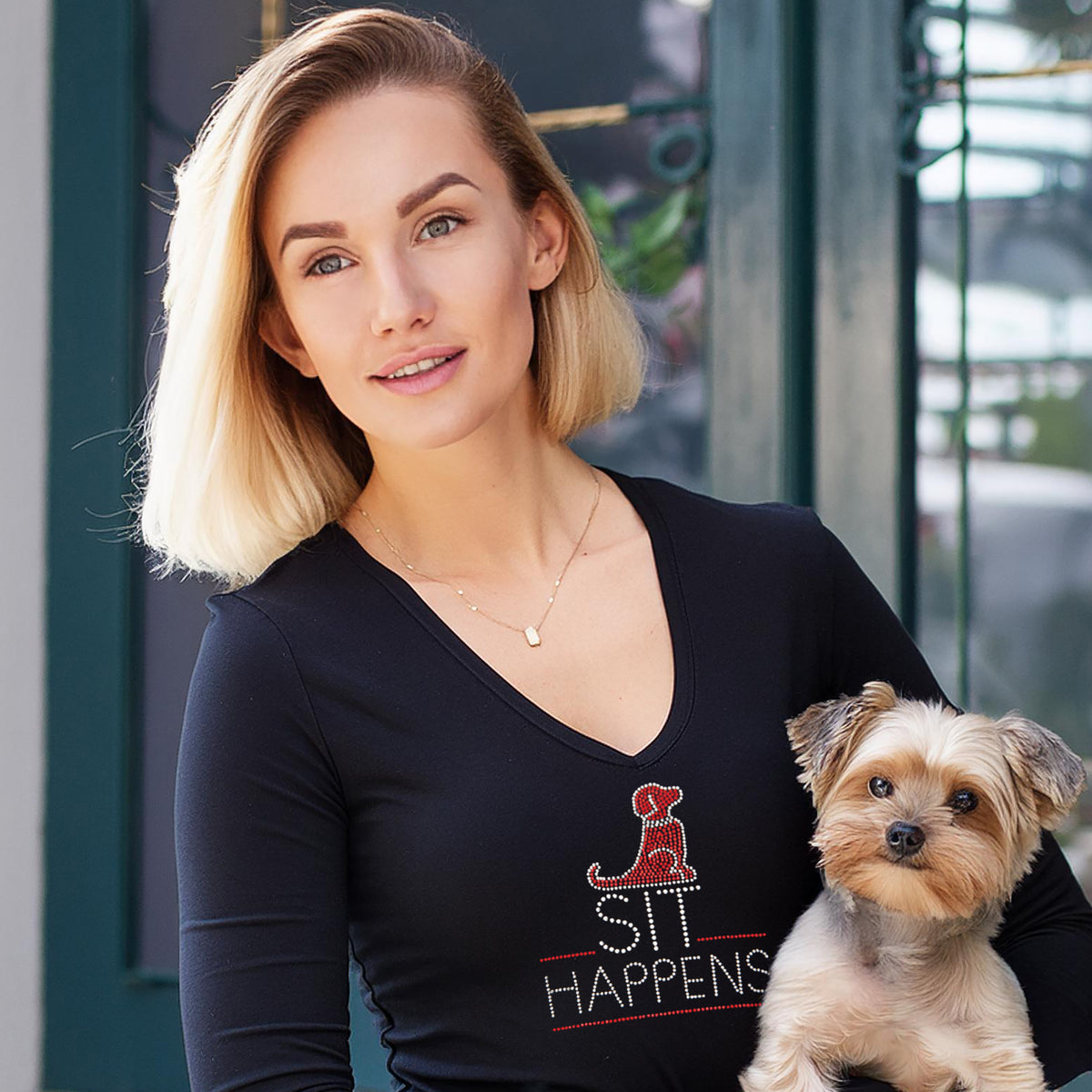 Sit Happens Rhinestone 3/4 Sleeve Shirt – Chris's Stuff, Inc