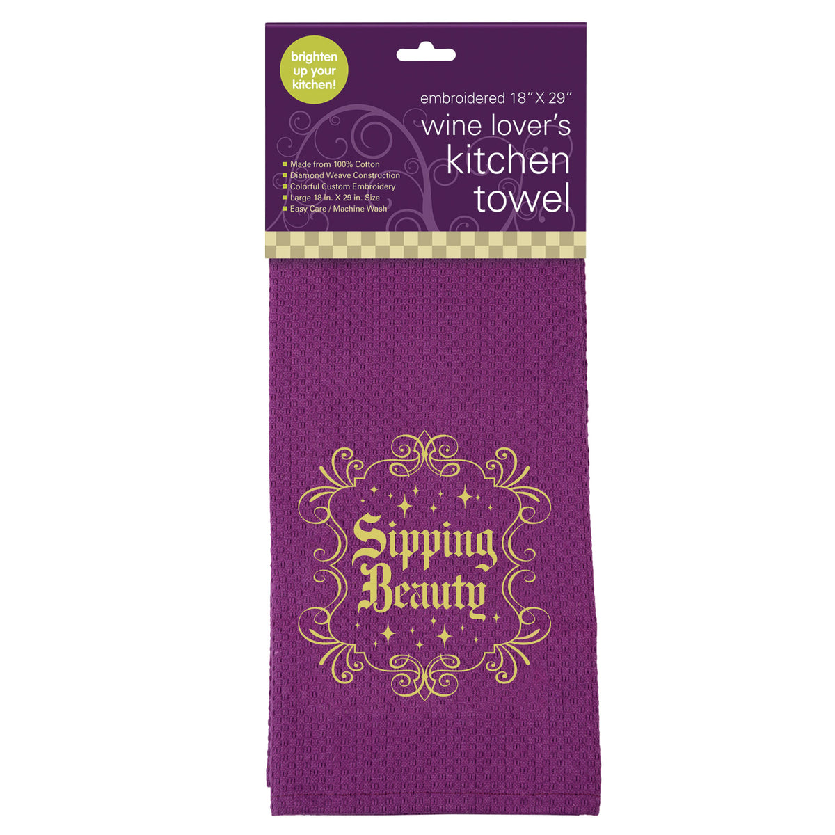 Sipping Beauty Embroidered Kitchen Towel – Chris's Stuff, Inc